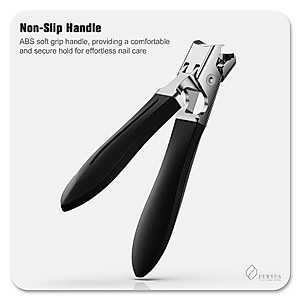 FERYES Nail Clippers for Thick Nails with Catcher, Soft Grip Rubber Handle Fingernail Clippers for Effortless Nail Care, Precision & Powerful Thick Nail Cutter for Senior, Men and Women