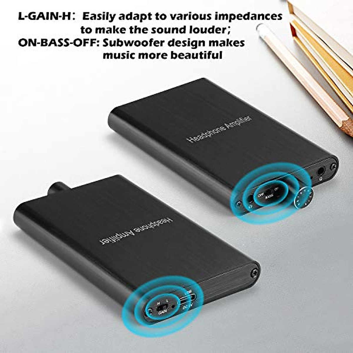 Headphone Amplifier with Bass Boost, Support 3.5mm AUX and Type-C 16-600Ω Headphone -3.5mm Stereo Audio Out, GAIN, Bass for Mac, Phones, iPad, MP3, MP4 and Computers,Xbox one,PS4,PS5 Controller