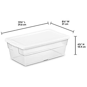 Sterilite 6 Quart Clear Plastic Stackable Storage Container Bin Box Tote with Snap-Close White Lid Organizing Solution for Home & Classroom, 36 Pack