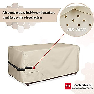 Porch Shield Patio Deck Box Storage Cover - Outdoor Waterproof 600D Rectangular Fire Pit Table Covers 56 x 26 inch, Beige