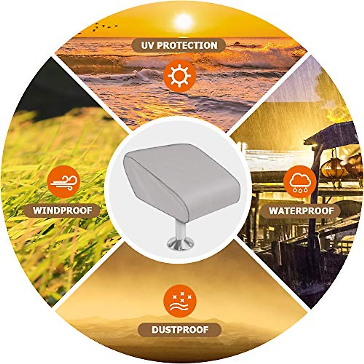 iCOVER Boat Folding Seat Cover-2 Pack 600 Denier Canvas Waterproof Heavy-Duty Weather Resistant Material Trailerable Fishing Chair Cover