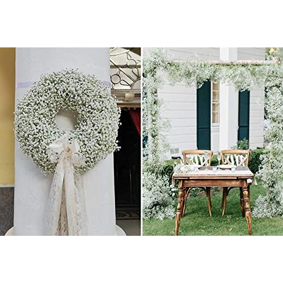 JIFTOK Babys Breath Artificial Flowers, 24 Pcs Fake Flowers Gypsophila Bouquet Fall Flowers Artificial for Decoration, Real Touch Silk Flower for Wedding Christmas DIY Party Home Garden Office(White)