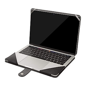 MOSISO Case Compatible with MacBook Air 13.6 inch M4 M3 M2 2025-2022 /Air 13 M1 2022-2018 /Pro 13 inch M2 M1 2025-2016, PU Leather Portfolio Protective Stand Cover, Black