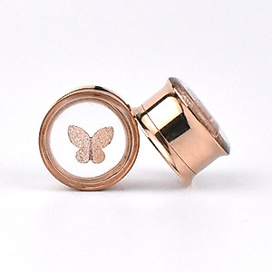 Jboyanpei 6Pcs/3pair Cute Butterfly Ear Gauges Plugs Stretching Kit Tunnels Stainless Steel Screw on Double Flared Expander Size 10mm