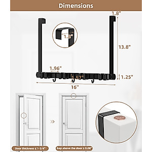 PrimZooty Broom Holder Over The Door 2PCS - 304 Stainless Steel Mop and Broom Hanger Wall Mounted or Hanging Over The Door with Hooks - Tool Organizer for Garage Closet Laundry Kitchen Decor