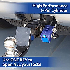 PACLOCK | UCS-80A-250 | Trailer Hitch Lock | Trailer Accessories | Anodized Aluminum | 6 Pin Cylinder | High Security | Hidden Shackle