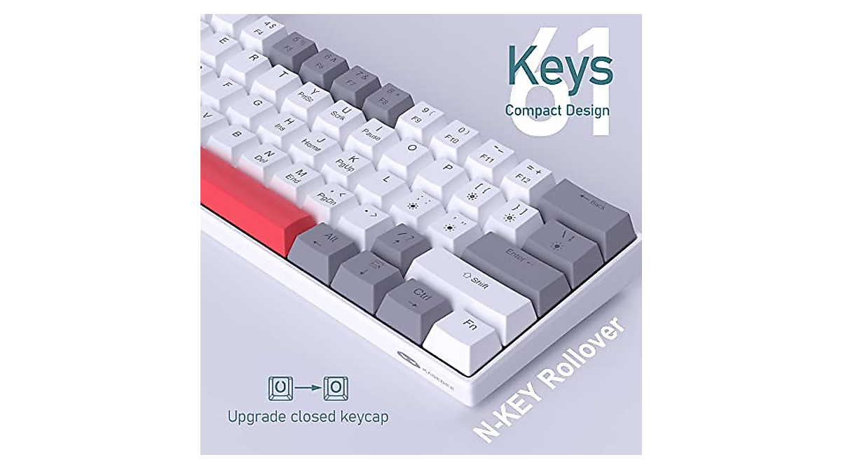 60% Mechanical Gaming Keyboard with Red Switches & Blue Backlight