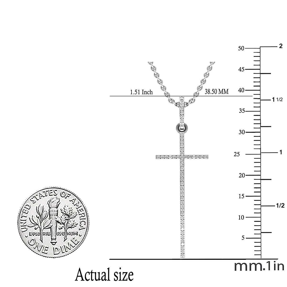 Dazzlingrock Collection Round White Diamond Cross Pendant for Women with 18 inch Silver Chain (0.09 Ctw) in 14K White Gold