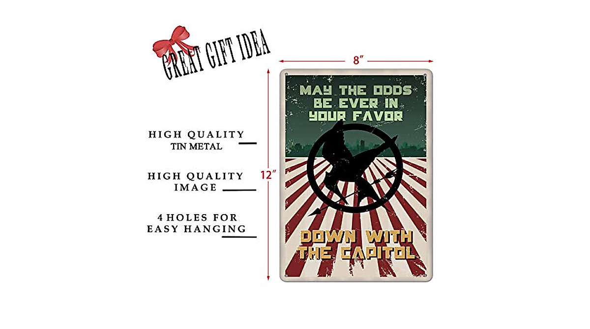 Hunger Games Metal Wall Decor Sign - Durable 8x12 Inch Tin Sign