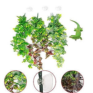 Hamiledyi Bearded Dragon Tank Accessories Lizard Hammock Adjustable Leash Bat Wings Reptile Plants Hanging Fake Vines Tank Habitat Decor for Climbing Chameleon Lizards Gecko Snakes