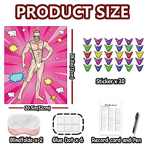 SUNALETTA Bachelorette Party Games, Pin The Pants on The Hunk Bridal Shower Games for Bachelorette Girls Night Wedding Shower Engagement Funny Games 30 Guests