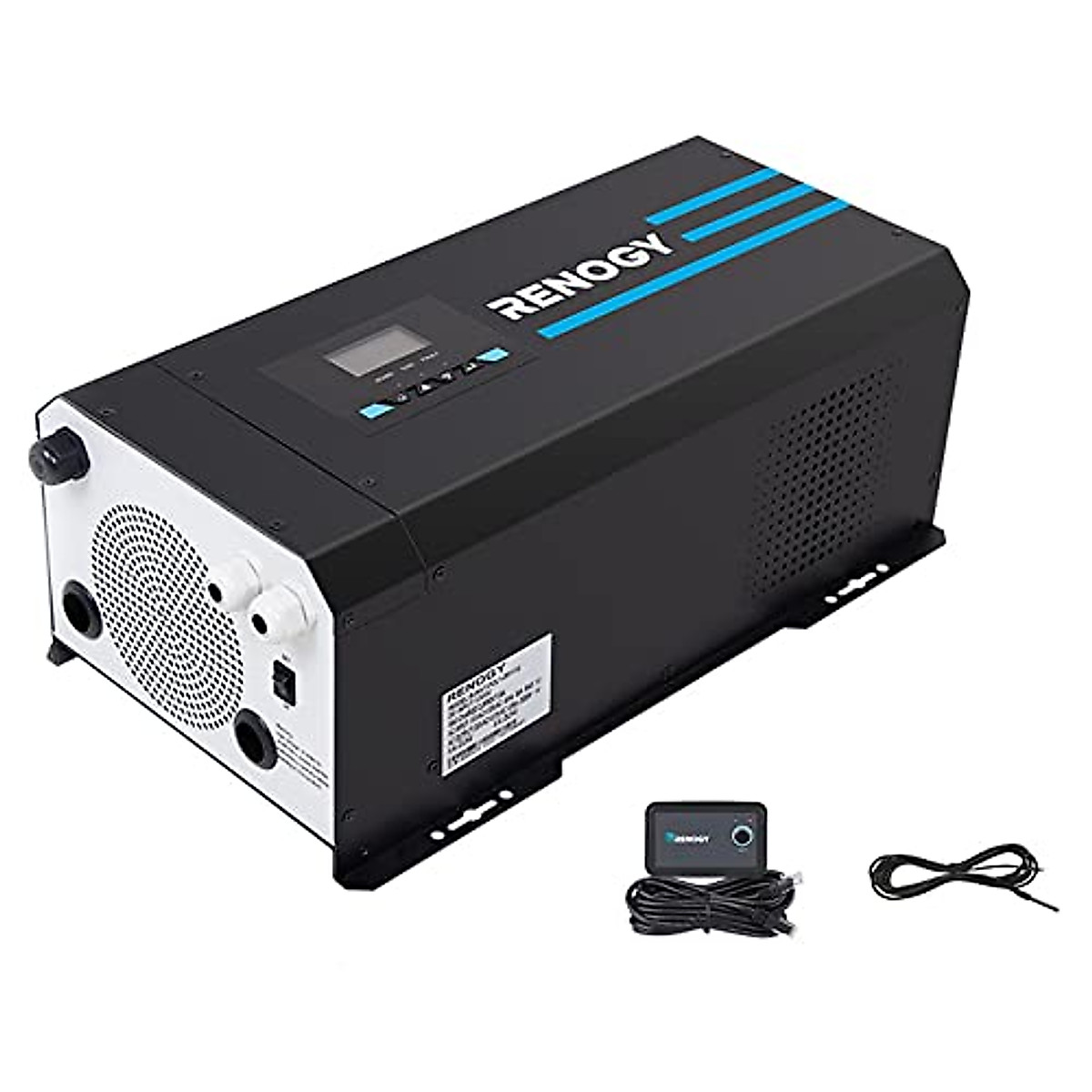 Renogy 3000w Pure Sine Wave Inverter Charger 12V DC to 120V AC Surge 9000w for Off-Grid Solar RV Boat Home w/LCD Display, Auto Transfer Switch, Compatible with Lithium Battery