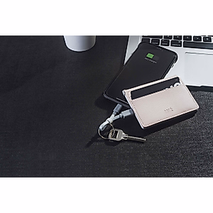 Xoopar Iné Power Wallet 3,000 mAh Ultra Thin 4-RFID Credit Card Slots Recycled Leather & Brushed Aluminum (Sweet Pink)