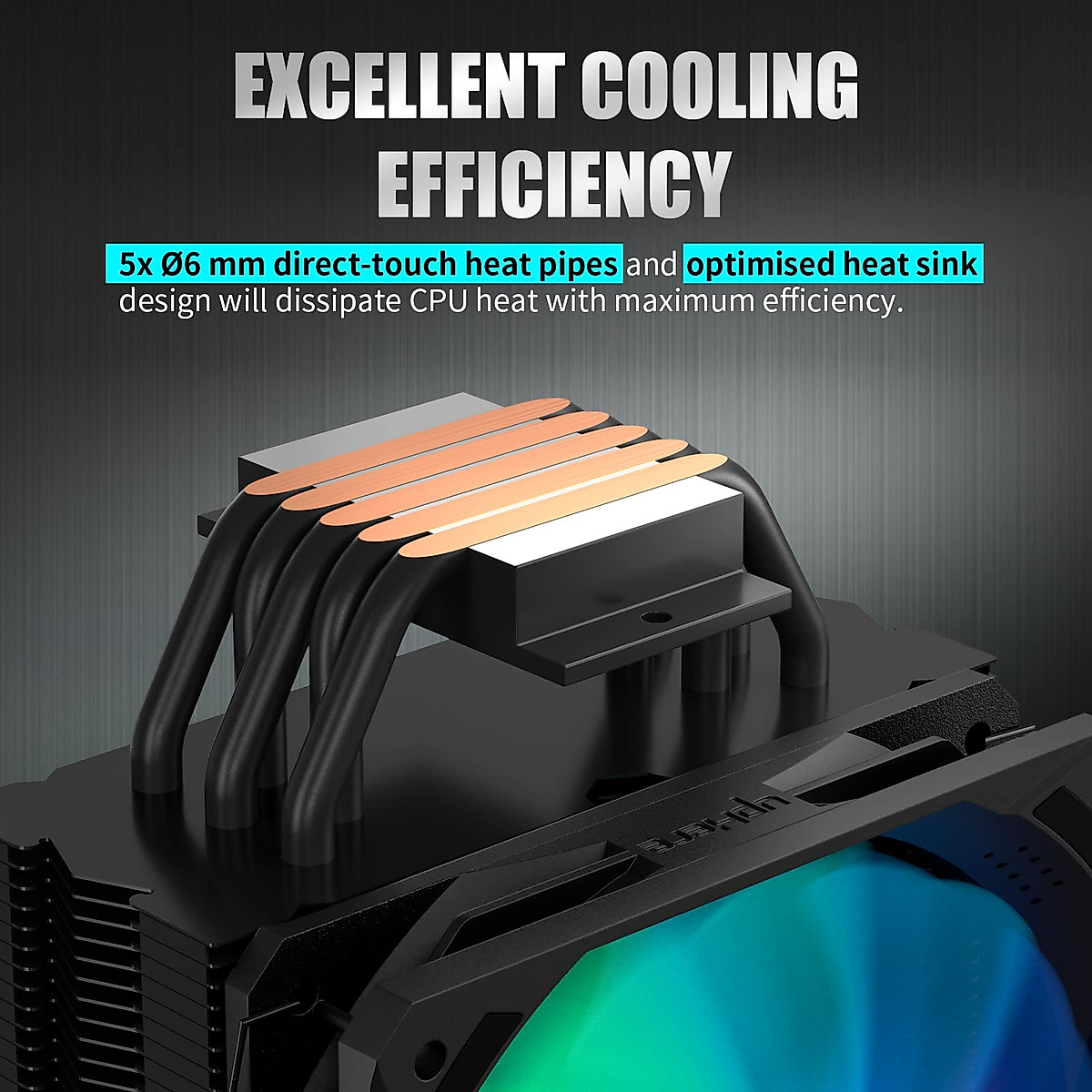upHere S5C CPU Air Cooler LGA 1700 Ready 5 Heat Pipes 120mm PWM Processor Cooler for Intel LGA 1700/1200/115X AMD Universal Socket with 5V ARGB SYNC Auto RGB,Black