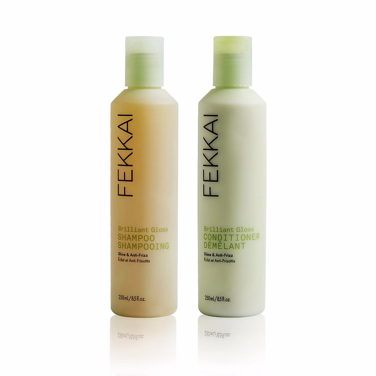 FEKKAI Brilliant Gloss Shampoo (8.5 oz) + Conditioner (8.5 oz) - Transforms Hair with 4X Shine - Free of Sulfates, Parabens, Phthalates - Vegan, Cruelty-Free