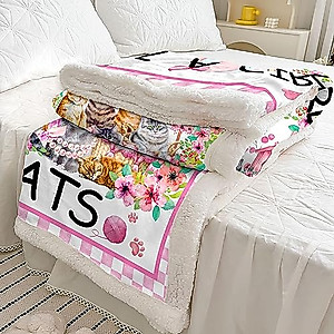 Cat Blanket,Cat Lover Gifts for Women, Blanket Gifts for Cat Lovers,Blanket Throw for Bedroom Sofa Couch Cat Gifts for Girls 50X60inches
