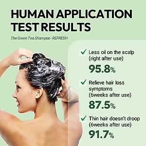 AMOS PROFESSIONAL The Green Tea Shampoo Refresh [For Oily Scalp] 17.6oz (500g) | Anti-Hair Loss Korean Hair Growth Shampoo for Cleanse Excess Sebum