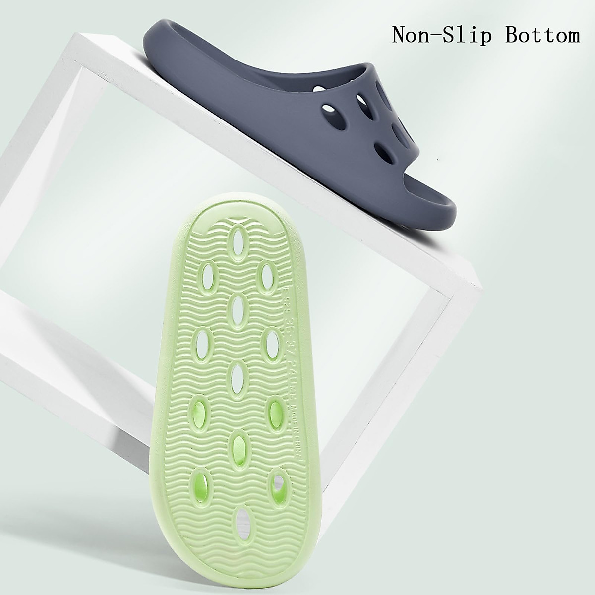 Cozshoery Shower Slippers for Women and Men, Quick Drying Pool Slides Lightweight Beach Sandals with Drain Holes