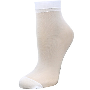 10 Pairs Women's Soft Ankle High Sheer Socks Hosiery (10Pairs White)