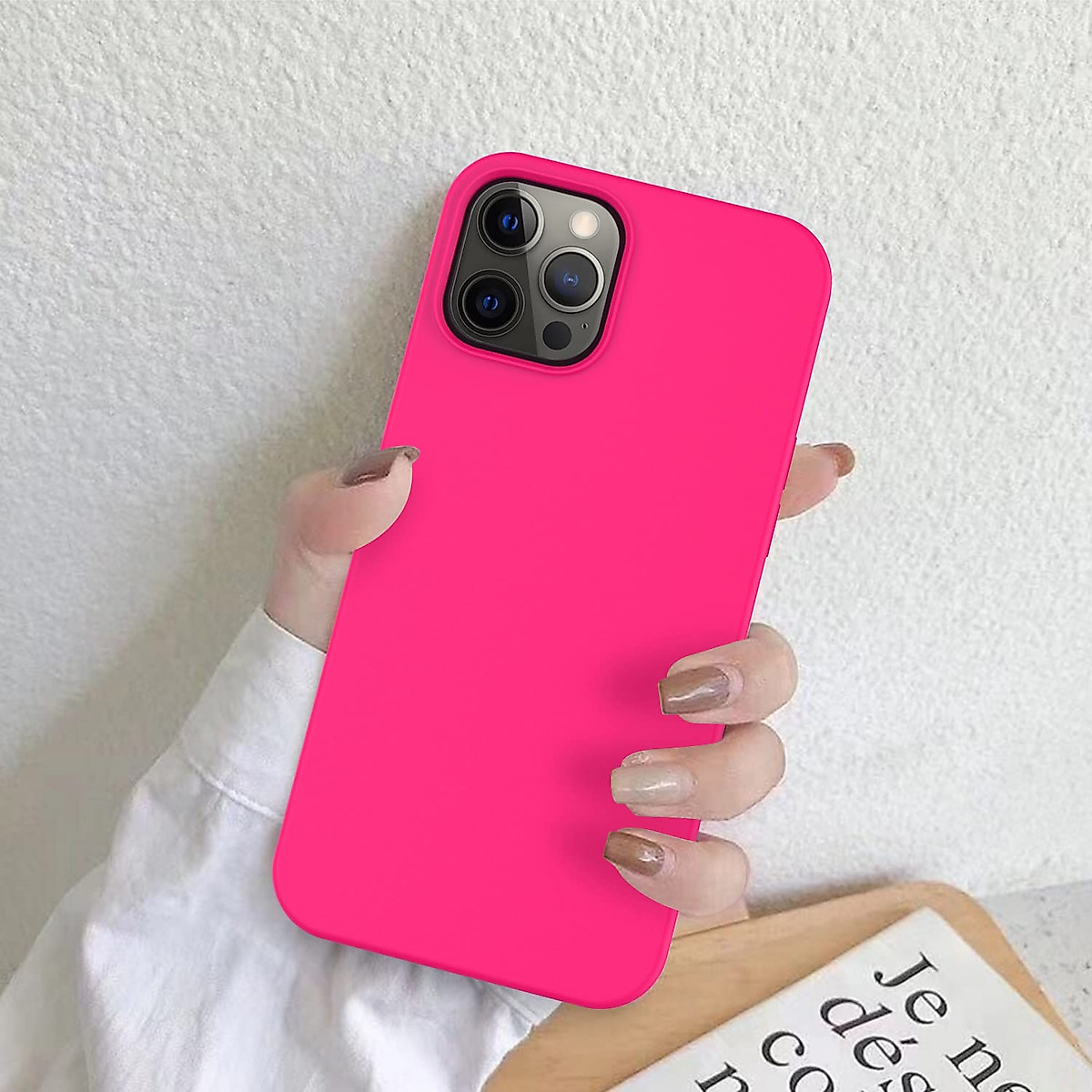 DEENAKIN Compatible with iPhone 13 Pro Max Case with Screen Protector,Soft Flexible Silicone Gel Rubber Bumper Cover,Slim Fit Shockproof Protective Phone Case for Women Girls 6.7" Hot Pink