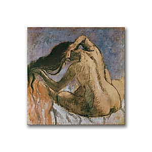 Woman Combing Her Hair by Paul Cezanne, 14x14-Inch Canvas Wall Art