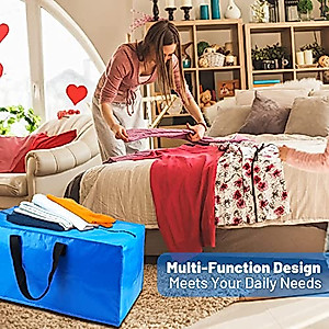 Moving Bags Heavy Duty, 4 pcs Reusable Plastic Moving Totes, Extra Large Packing Bags with Backpack Straps for Clothes Storage Containers,Compatible with Ikea Frakta Cart, Alternative to Moving Box