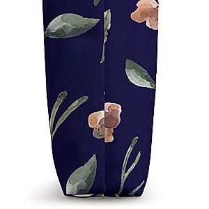 Western Pioneer Watercolor Floral Brown Flowers Navy Tote Bag