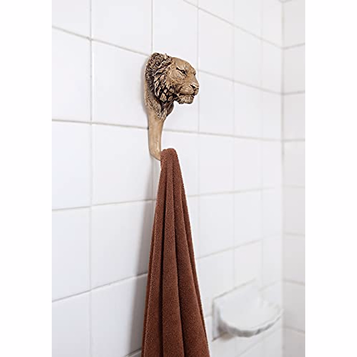 BestySuperStore Tiger Head Shaped Single Hook Hanger Rustic Animal Coat Hat Towel Key Holder Hooks Decorative for Wall (Tiger)
