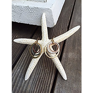 Handmade Sunrise Tricolor Dangle Earrings - Burnished Circles, Copper, Brass and Silverplated