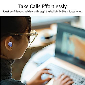 iLuv myBuds Wireless Earbuds, Bluetooth 5.3, Built-in Microphone, 20 Hour Playtime, IPX6 Waterproof Protection, Compatible with Apple & Android, Includes Charging Case & 4 Ear Tips, TB100 Purple