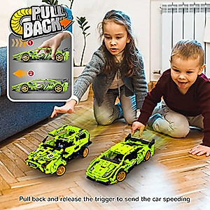 STEM Car Toy Building Toy Gift for Age 6 7 8 9 10 11 12 Year Old Kid Boy, 2in1 Pull-Back Racing Car Building Block Take Apart Toy, 490 Pcs DIY Building Kit, Learning Engineering Construction Toys