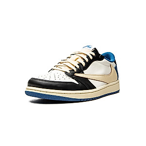 Nike Men's Air Jordan 1 Low OG Sp Travis Scott X Fragment, Sail/Black/Military Blue/Shy P, 7.5