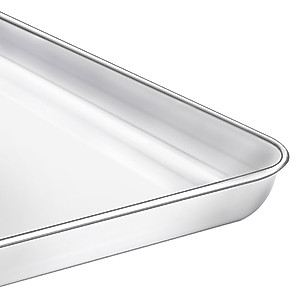 Small Stainless Steel Baking Sheets,Mini Cookie Sheets, Toaster Oven Tray Pan Rectangle Size 9.4Lx7Wx1H inch Non Toxic & Healthy,Superior Mirror Finish & Easy Clean by HEAHYSI, Dishwasher Safe