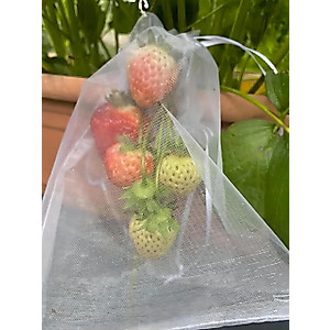 YunKo 50pcs Organza Bags 6x9 Inches Drawstring Gift Bags Mesh Gift Bags White Sheer Organza Wedding Favor Bags