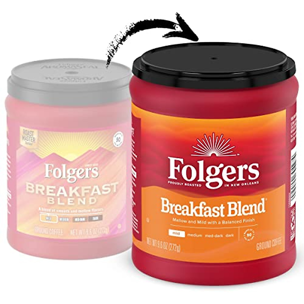 Folgers Breakfast Blend medium_roast Ground Coffee, Smooth & Mild Coffee, 9.6 Ounce Canister