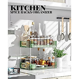 Lexvss Bathroom Organizer Countertop, Clear Makeup Desk Organzier for Dressing Table, Vanity Countertop, Bathroom Counter, 2-Tier Vanity Tray Shelf for Cosmetic, Lotions, Perfume and Toiletries