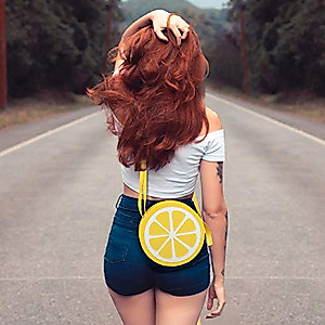 Framendino, Lemon Fruit Shaped Cross Body Bag Purse with Shoulder Strap for Women Girls Yellow