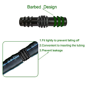 Drip Irrigation Fittings Kit, Irrigation Barbed Connectors for 1/2" Tubing 34 Piece - 2 Switch Valves, 8 Couplings, 8 Tees, 8 Elbows and 8 End Cap Plugs, Irrigation Water Hose Connector 1