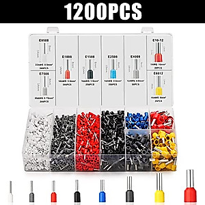 Sopoby Ferrule Crimping Tool Kit AWG 28-8 Self-adjustable Ferrel Crimper Kit with 1200PCS Electrical Wire Terminals Crimp Connectors