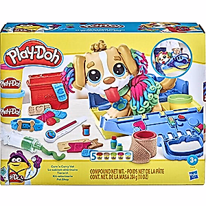 Play-Doh Care 'n Carry Vet Playset for Kids 3 Years and Up with Toy Dog, Storage, 10 Tools, and 5 Modeling Compound Colors, Non-Toxic