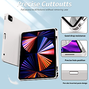 Aoub New iPad Pro 11 Inch Case 4th/3rd /2nd Generation (2022/2021/2020) with Pencil Holder [Support 2nd Gen Pencil Charging] Trifold Stand Case with Soft TPU Back Cover, Auto Sleep/Wake, Gray