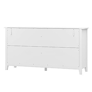 Hasuit 6 Drawer Double Dresser, 51.5''W Wood Dresser Chest with Wide Storage Space, Storage Tower Clothes Organizer, Large Storage Cabinet for Bedroom, Living Room, Hallway (Modern White)