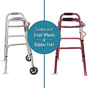 DMI Walker Ski Glides, Fit 1-Inch Legs, Eliminates Need To Lift Walker, 2 Count, FSA HSA Eligible