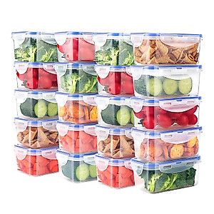 Tauno Plastic Food Storage Containers with Airtight Lids, 1.8 Cup Food Prep Containers for Kitchen and Pantry Organization, Reusable and BPA Free Lunch Boxes, Microwave/Dishwasher/Freezer Safe, 25 Pack