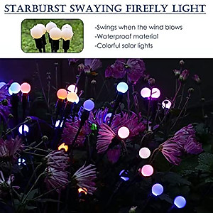 Upgraded Solar Garden Lights, 4 Pack Solar Powered Firefly Lights Outdoor Waterproof, Multicolor Solar Swaying Light for Outdoor Yard Patio Walkway Decor