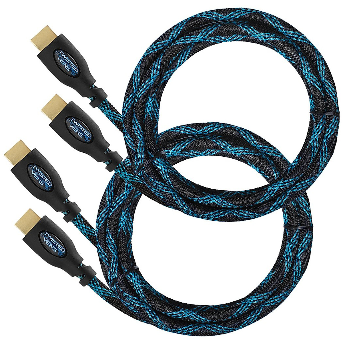 Twisted Veins HDMI Cable 10 ft / 3m, 2-Pack, Premium HDMI Cord Type High Speed with Ethernet, Supports HDMI 2.0b 4K 60hz HDR on Most Devices and May Only Support 4K 30hz on Some Devices