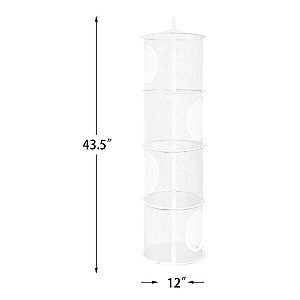 coastal rose 2Pcs Stuffed Animal Storage Foldable Stuffed Animal Net or Hammock Organizer, 4 Compartments Hanging Mesh Toy Storage Hammock for Kid Room Toys, Gloves, Hats, Socks(White)