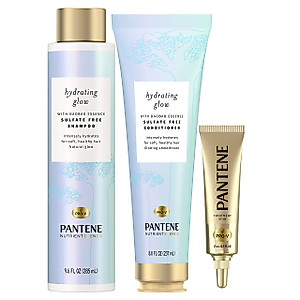 Pantene Shampoo and Conditioner Set, plus Hair Mask Rescue Shot Treatment, with Baobab Essence, Nutrient Blends Hydrating Glow, Sulfate Free