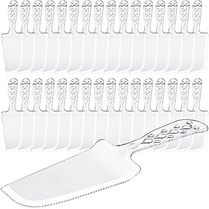 50 PCS Disposable Plastic Cake Cutter and Server Clear Cake Plastic Server Cutter Plastic Cake Server Cutting for Pie Tart Cake Dessert Pizza Pastry, Baking Cutter Holder Transfer for Kitchen Wedding