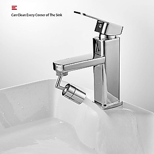 Swivel Sink Faucet Aerator Big Angle Dual-function 2-Flow Sprayer Faucet Head, Sink Sprayer Attachement for Face Washing, Gargle and Eyewash Station（ 55/64'' Female Thread,Adapter Included）